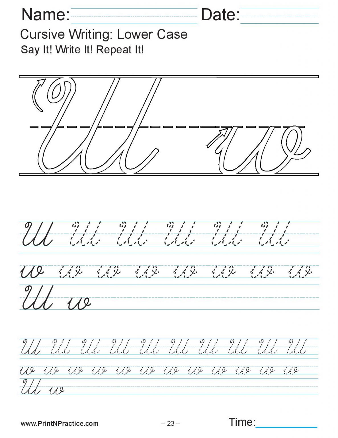 W – Cursive | PenXP Sample