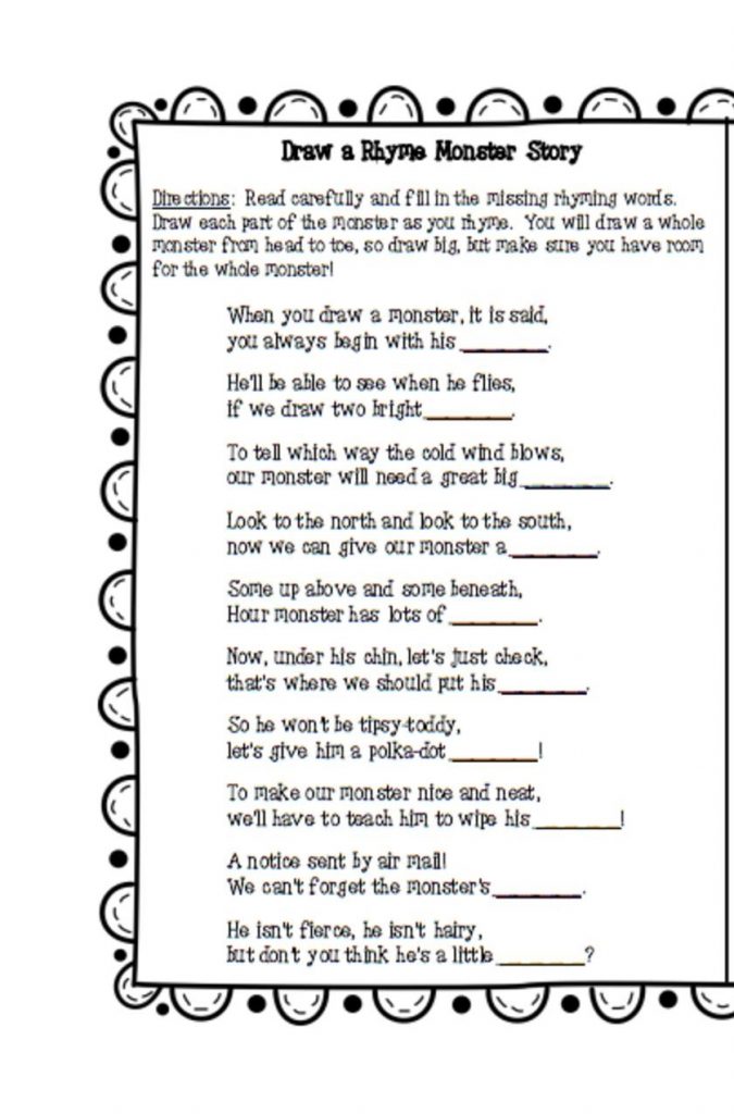 Draw a Rhyme Monster Story | PenXP Sample